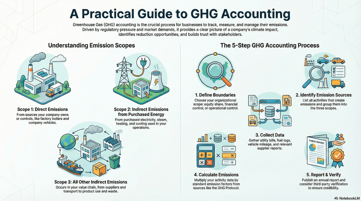 How GHG Accounting Works: Scopes, Protocols & Software?