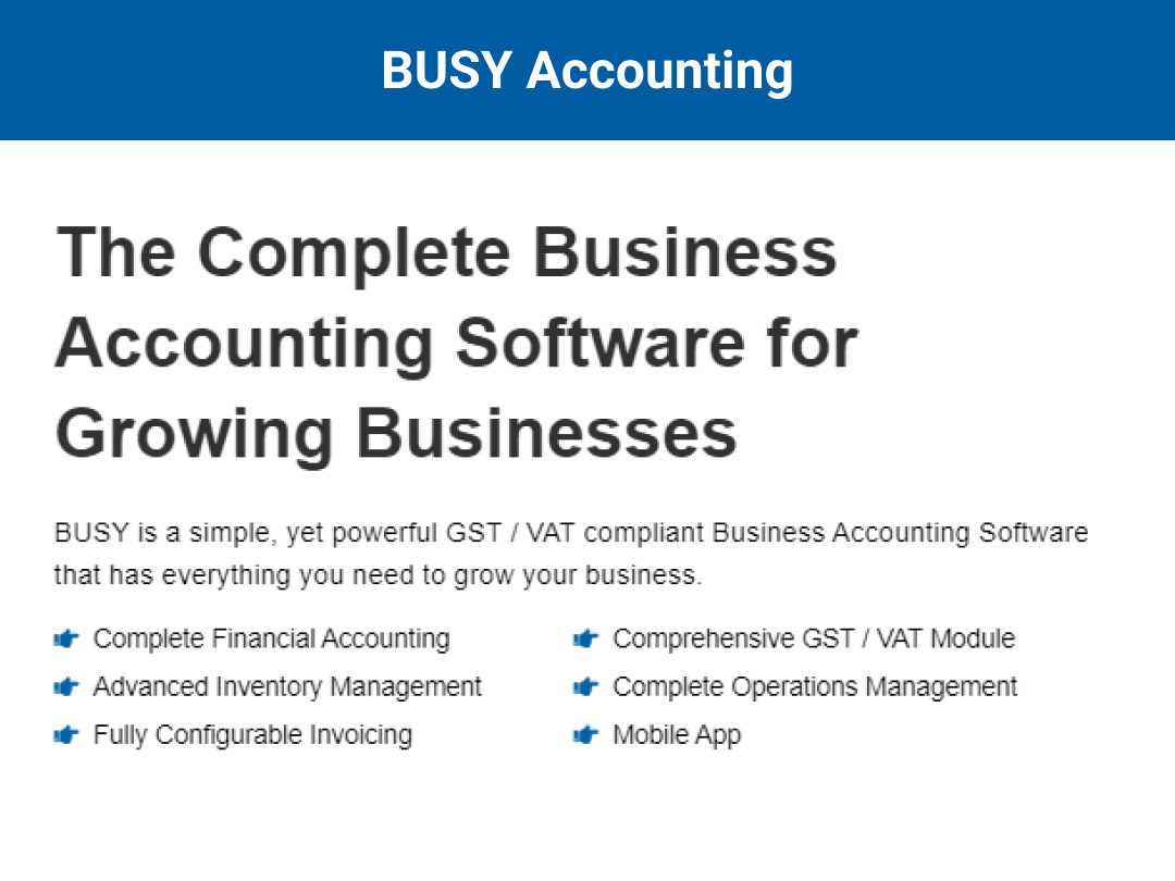 Compare Busy Accounting Software VS TallyPrime | Techjockey.com